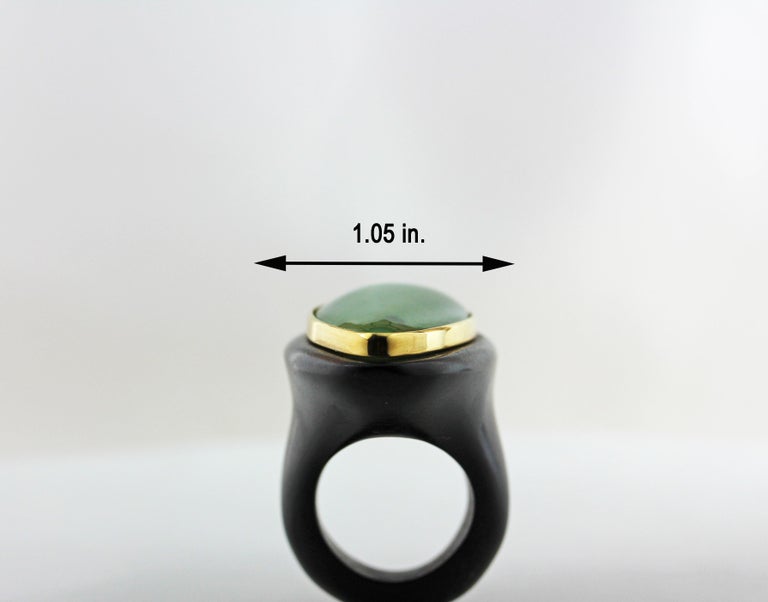 Marquise Jade Gold and Black Wood Ring For Sale at 1stDibs