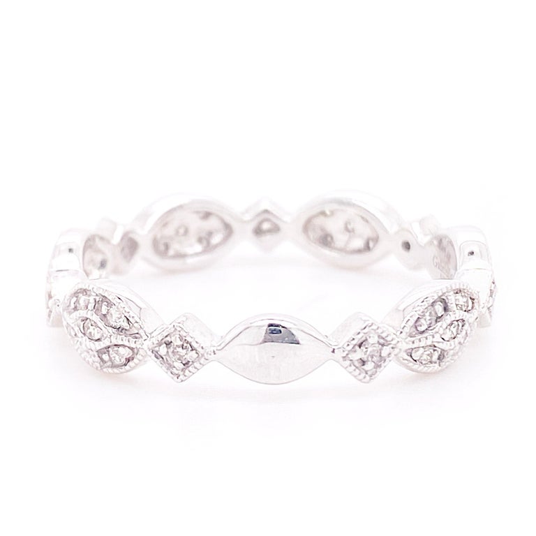Customizable Marquise Miligrain Band in White Gold Wedding Ring Style W ...