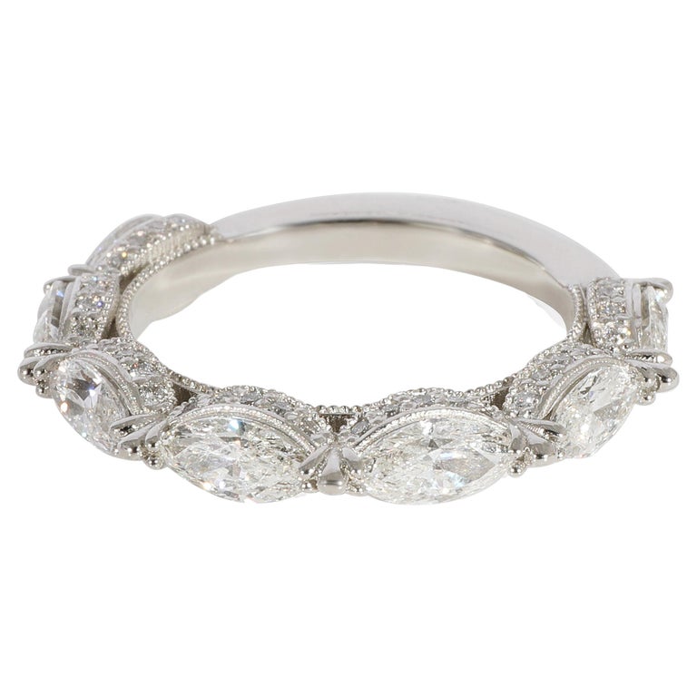 Marquise and Round Diamond Band in 950 Platinum G-H VS1-VS2 1.75 CTW ...