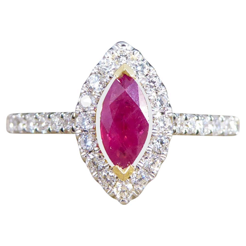 Substantial 18ct Gold Ruby and Diamond Cluster Ring at 1stDibs