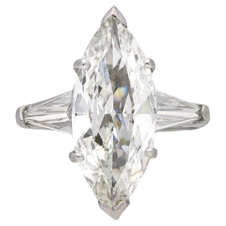 Marquise Shape Diamond Ring, circa 1950 For Sale at 1stDibs