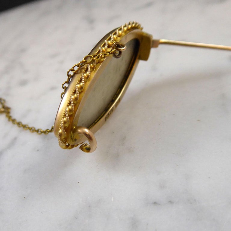 Marquise Shaped Wedgwood Brooch with Yellow Gold Rope Twist Edge Border ...