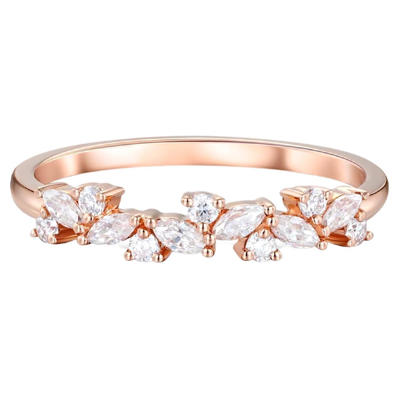 Customizable Marquise Diamond Wedding Curve Stacking Nesting ring ...