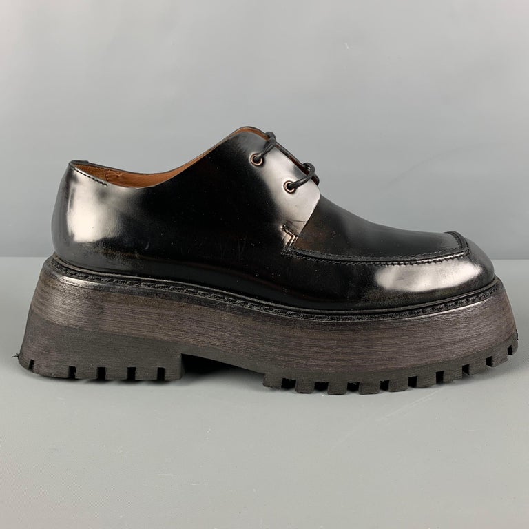 MARSELL Size 7 Black Antique Leather Platform Lace Up Shoes For Sale at ...
