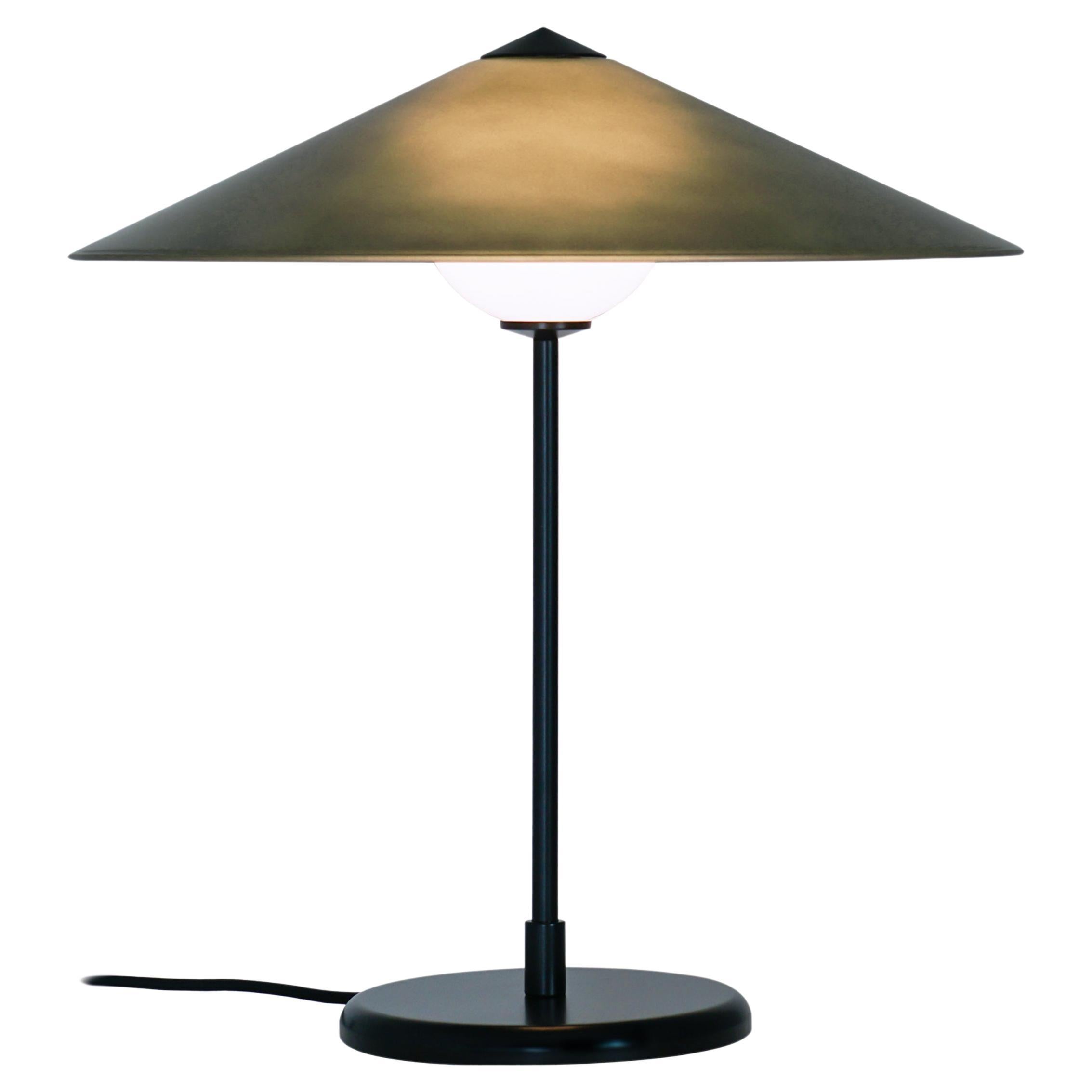 MARSHA Table Lamp in Regal Blue Glass and Black Powder Coated Mild ...