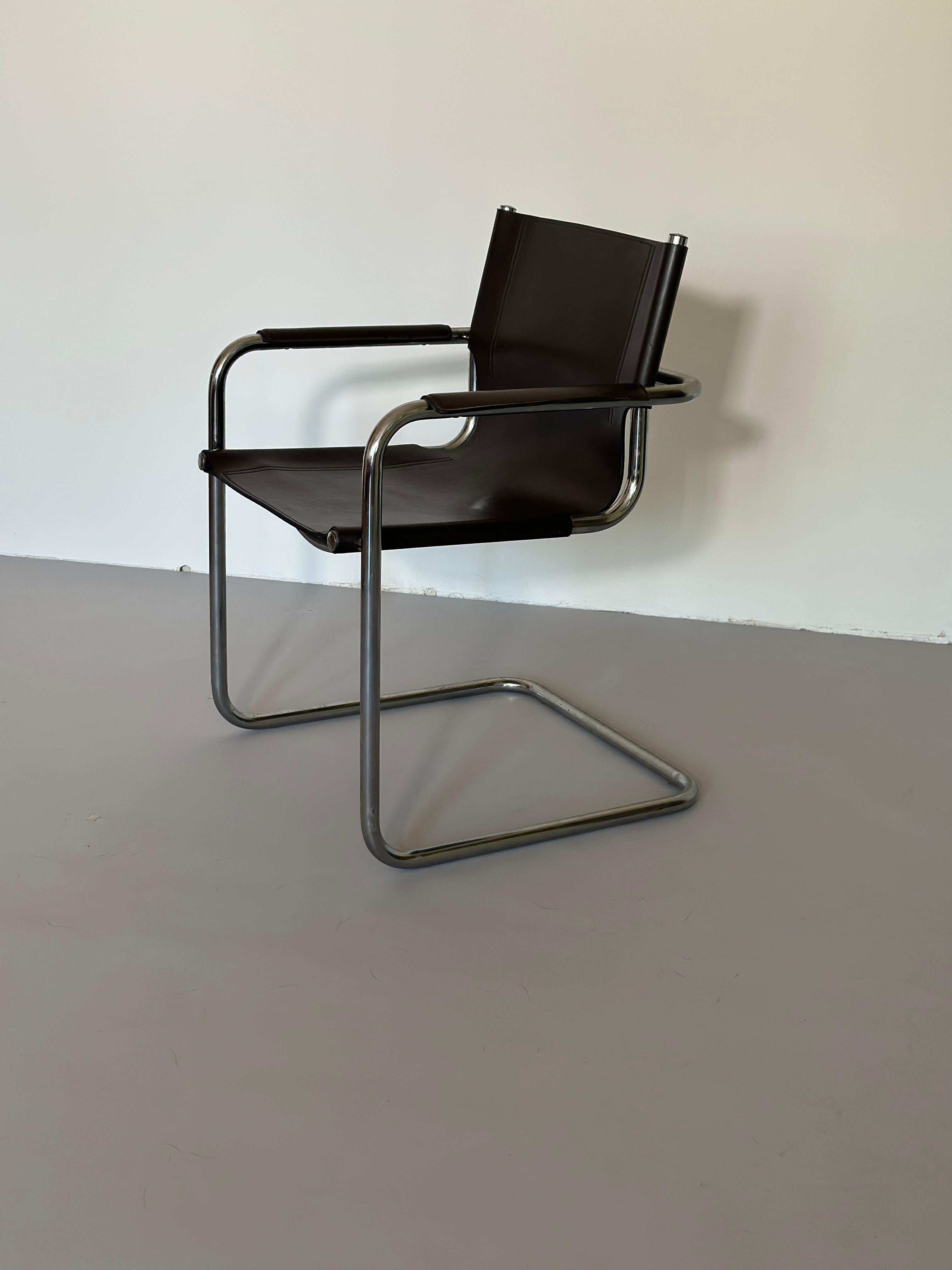 Mart Stam Chair with Full Leather Back 1970s For Sale at 1stDibs