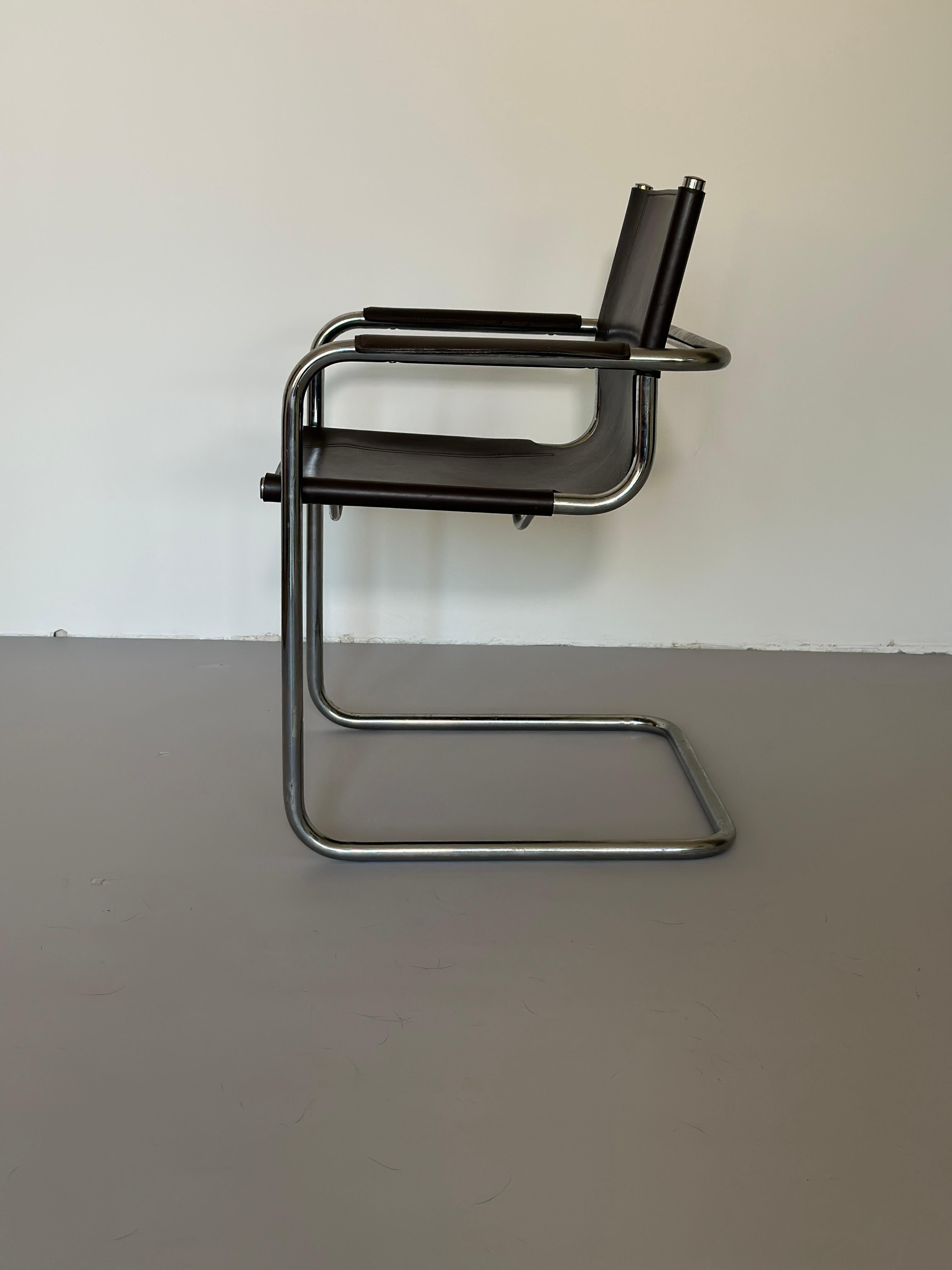 Mart Stam Chair with Full Leather Back 1970s For Sale at 1stDibs