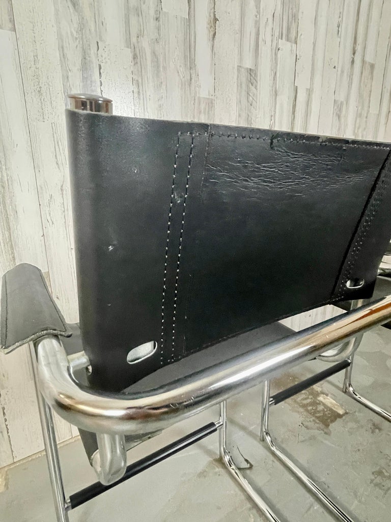 Mart Stam Style Chrome and Leather Barstool For Sale at 1stDibs