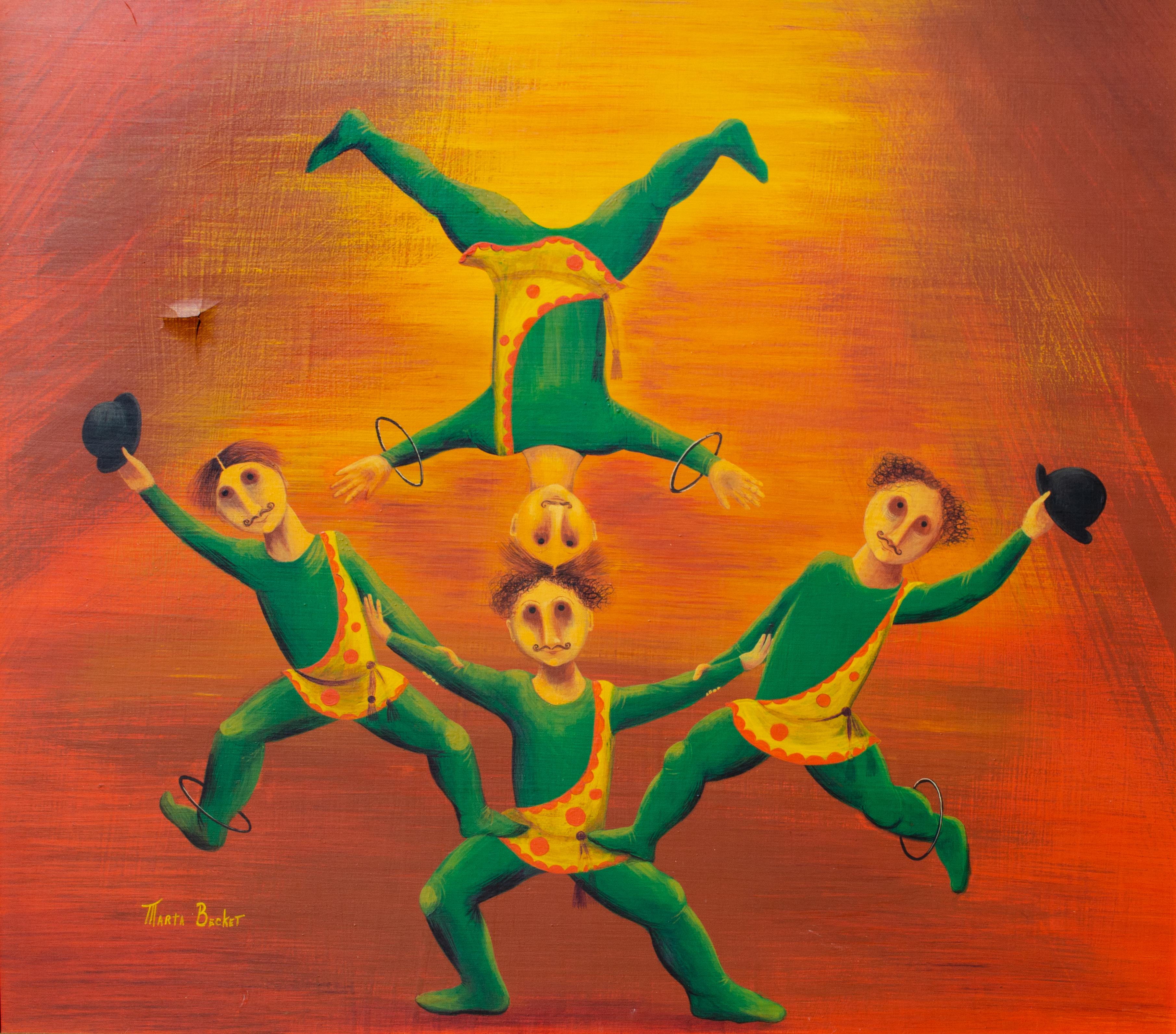Marta Becket - Marta Becket Acrobat Circus Painting For Sale at 1stDibs