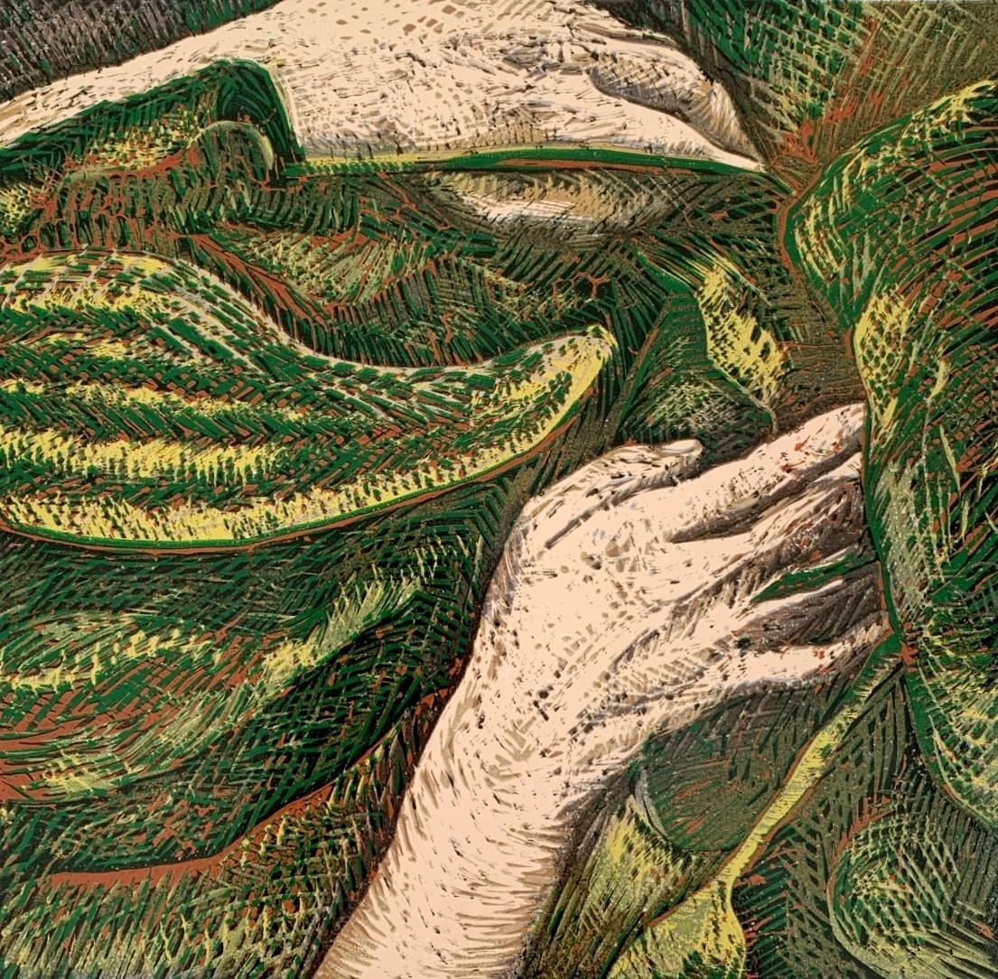 Agnieszka Borkowska - Swimmer II - Monochromatic Figurative Linocut ...