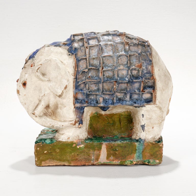 Martha J Cornwell American Arts and Crafts Glazed Terracotta Elephant ...