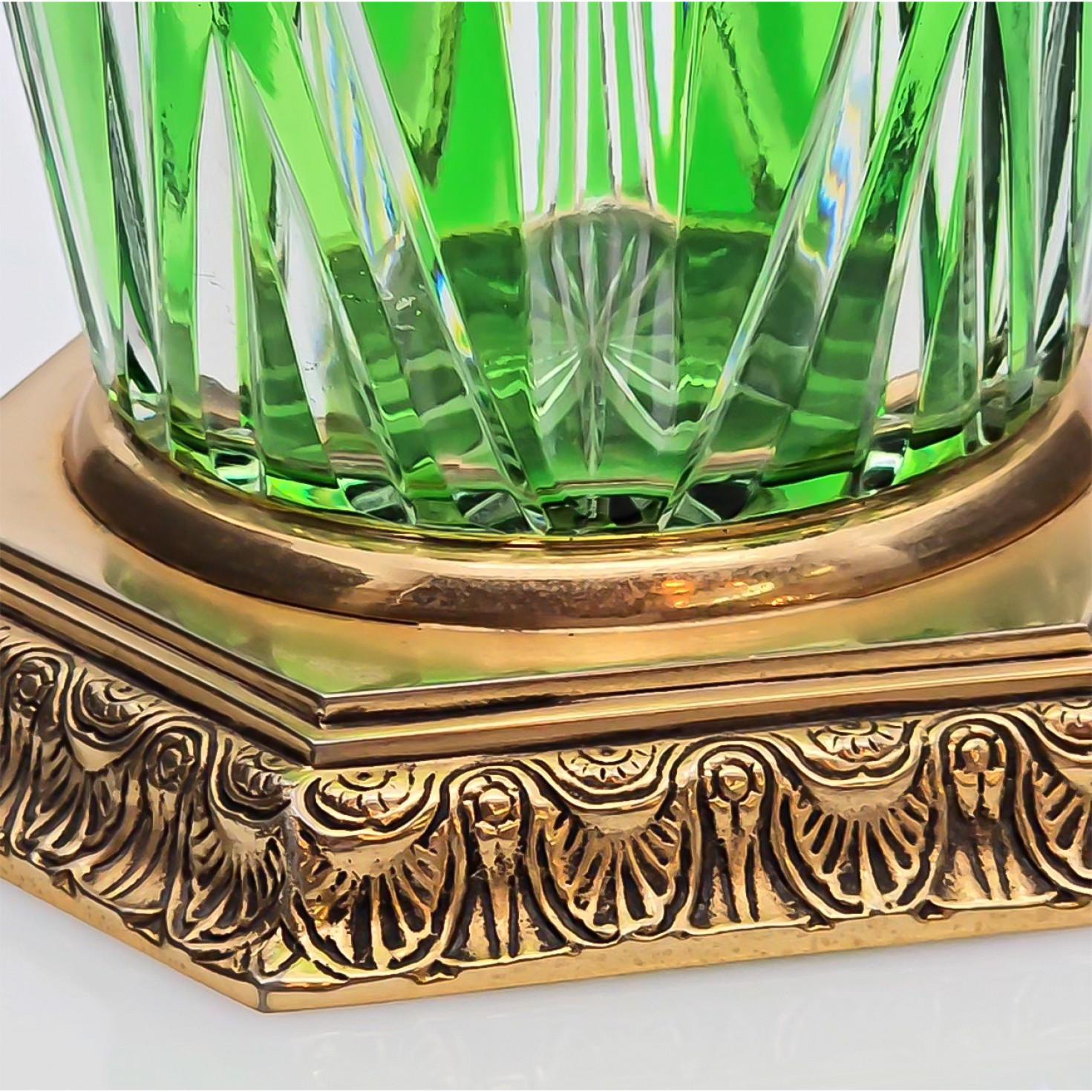 Martin Benito Crystal Centerpiece, Green and Bronze, Paris France For ...