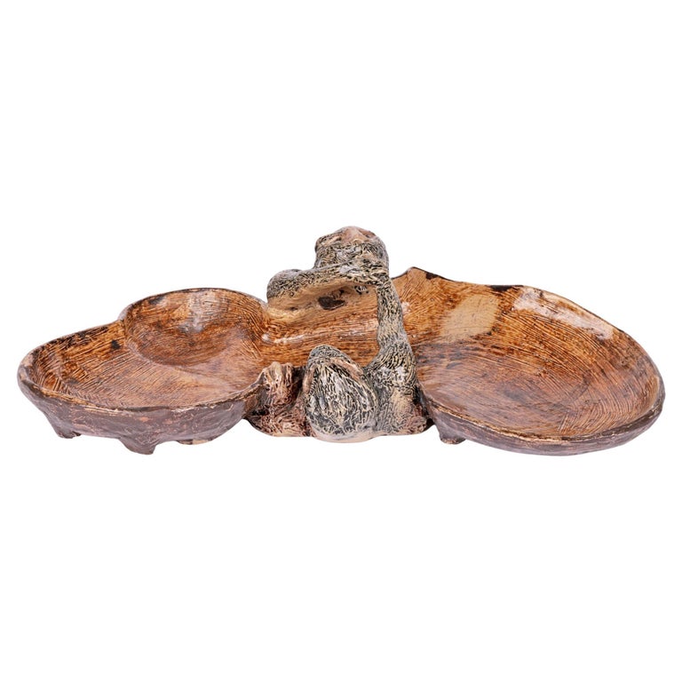 Martin Brothers Grotesque Arm Wrestling Bat Dish, 1884 For Sale at 1stDibs