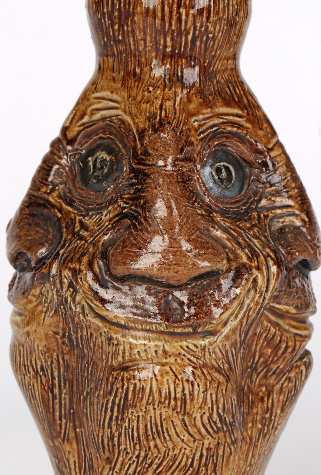 Martin Brothers Grotesque Four Faces Art Pottery Vase at 1stDibs ...