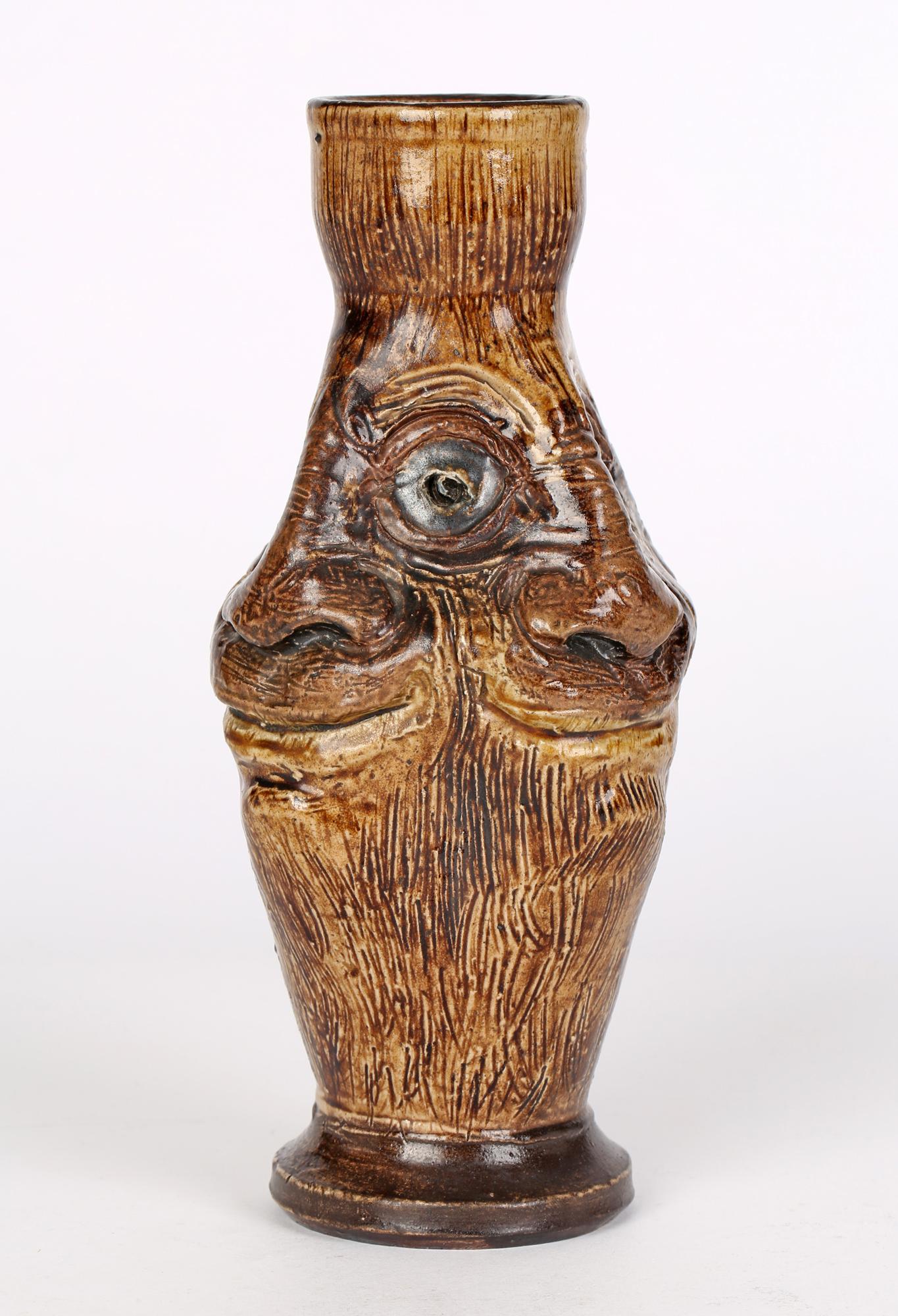 Martin Brothers Grotesque Four Faces Art Pottery Vase at 1stDibs ...
