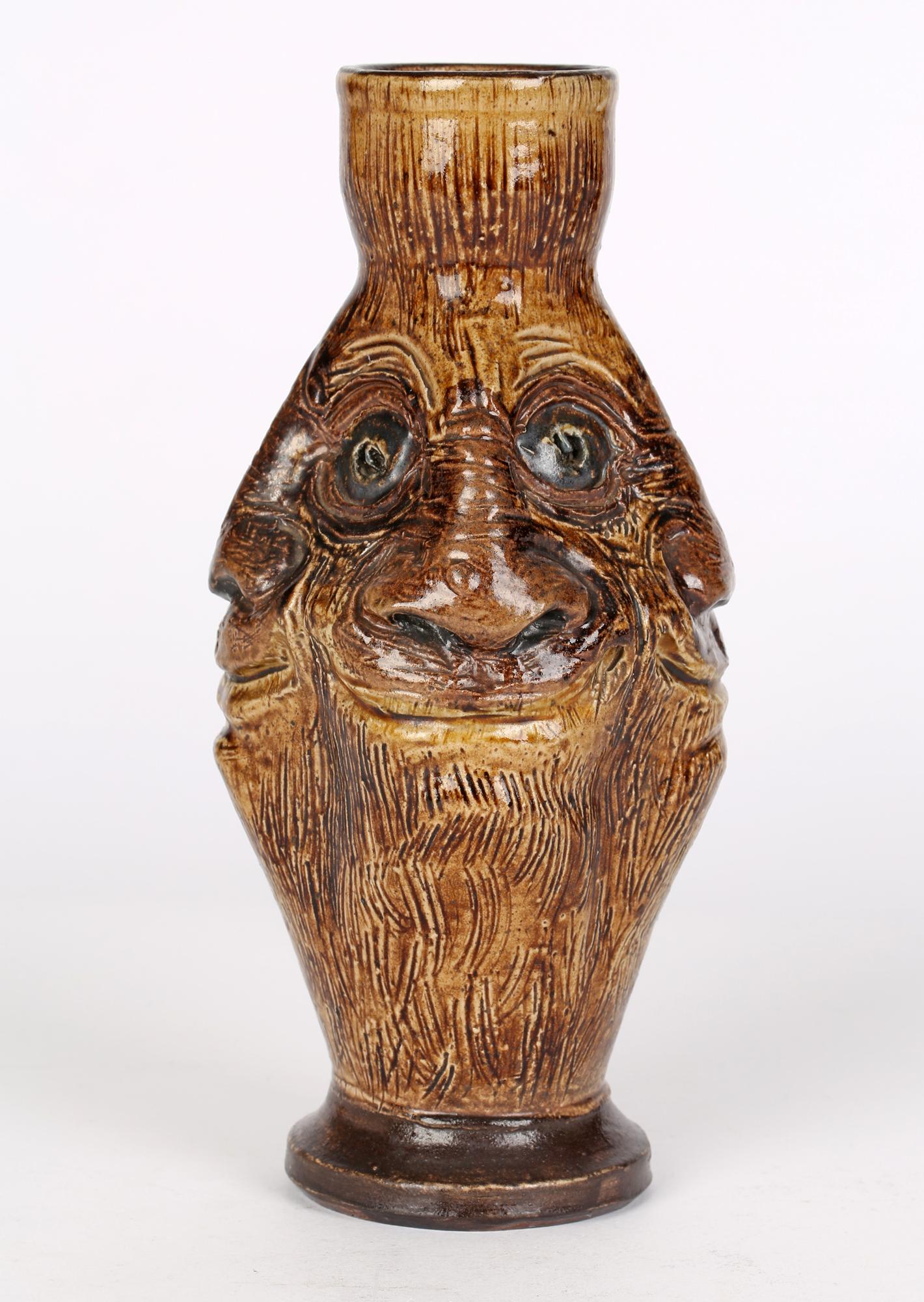 Martin Brothers Grotesque Four Faces Art Pottery Vase at 1stDibs ...
