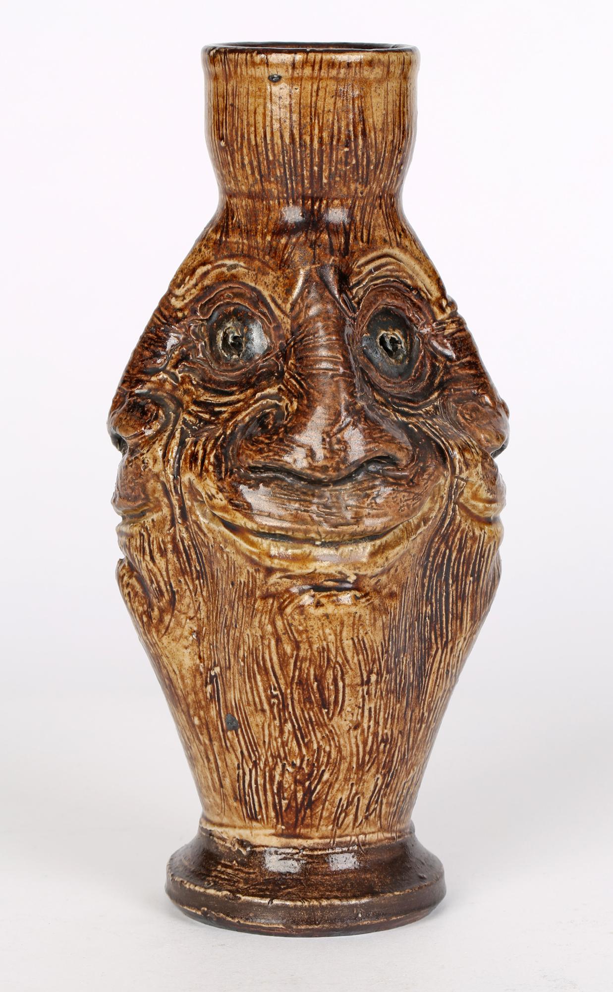Martin Brothers Grotesque Four Faces Art Pottery Vase at 1stDibs ...