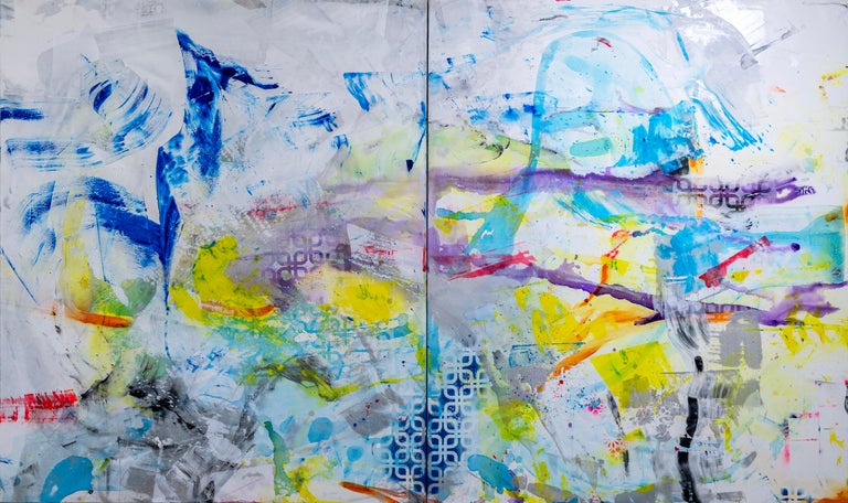 Martin Durazo - Untitled, large, abstract, blue, yellow, white, red ...