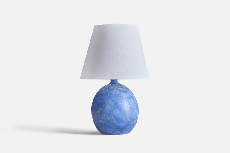 Martin Flodén, Table Lamp, Blue-Glazed Stoneware, Sweden, 1970s For ...