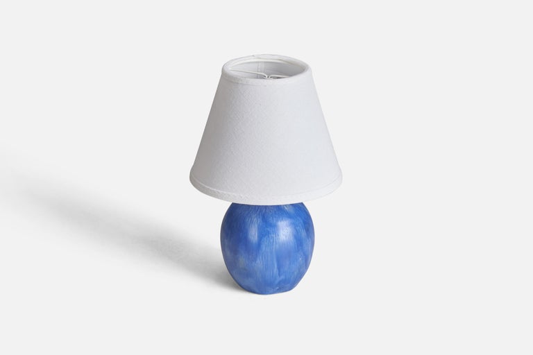 Martin Flodén, Table Lamp, Blue-Glazed Stoneware, Sweden, 1970s For ...