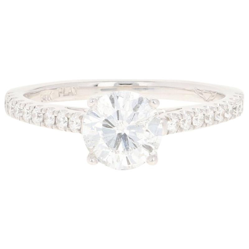 Martin Flyer Diamond Ring, 14 Karat Gold and Platinum Round 1.30 Carat ...