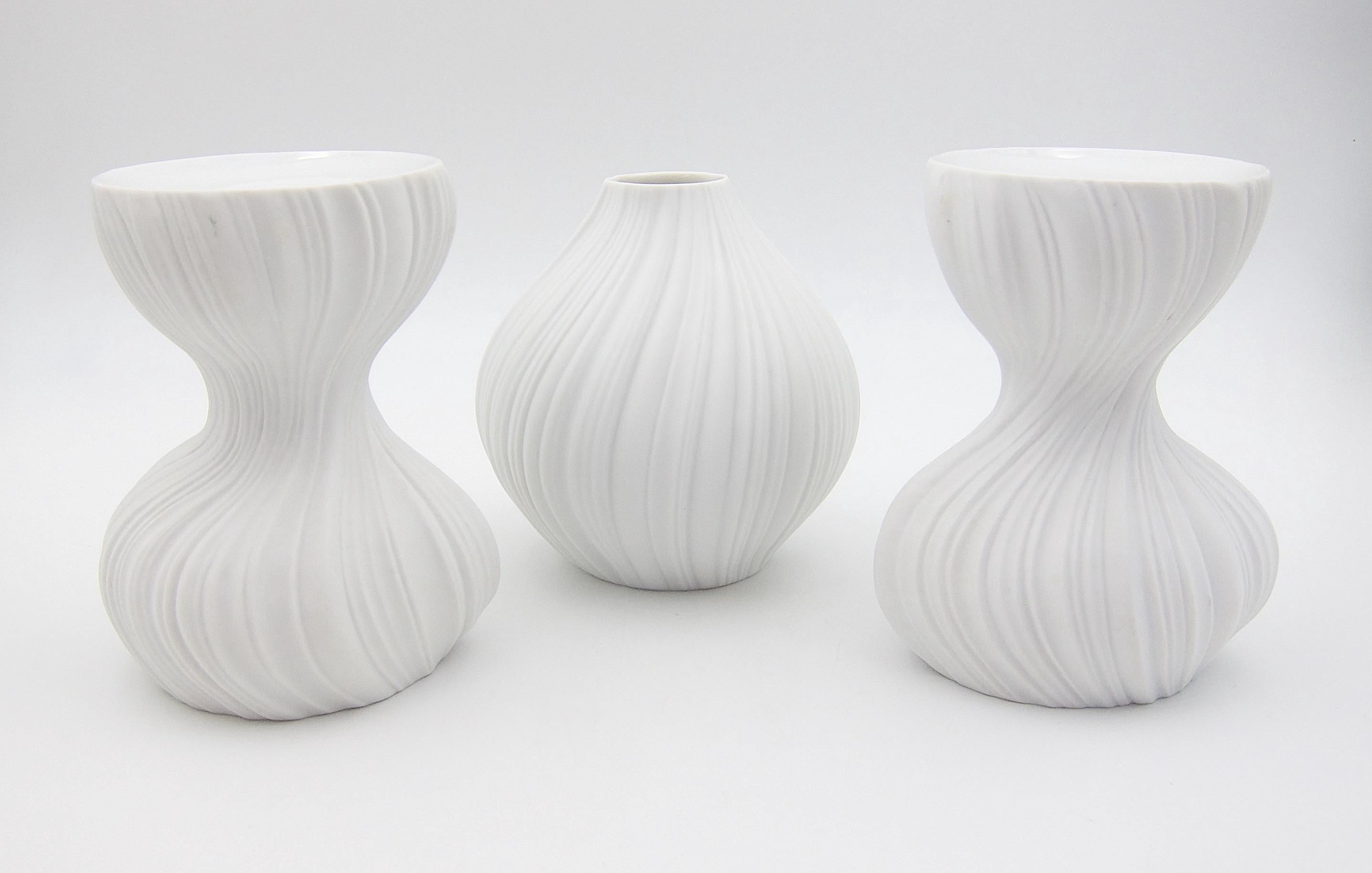 White Porcelain Plissee Vase and Candle Holders Designed by Martin ...