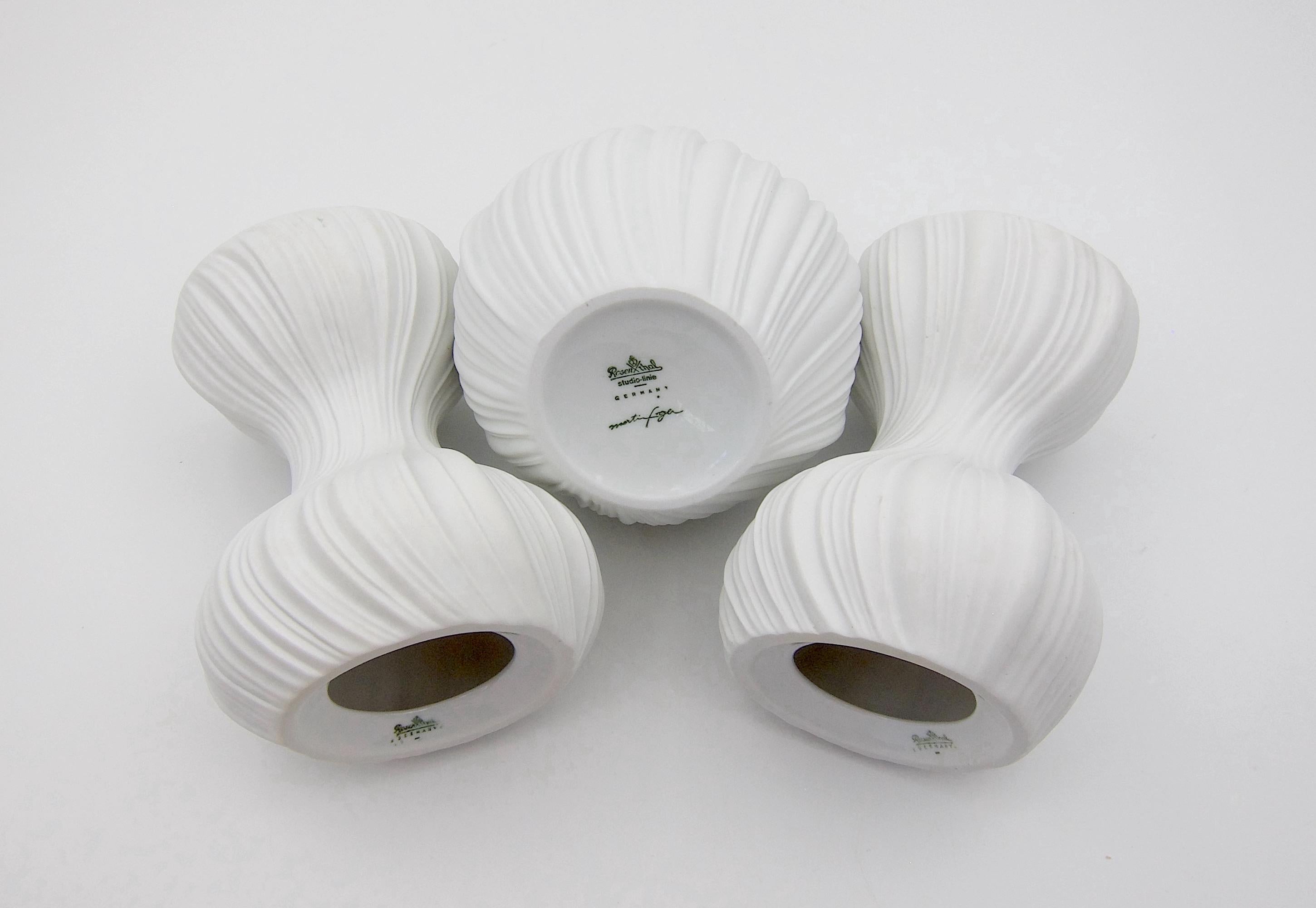 White Porcelain Plissee Vase and Candle Holders Designed by Martin ...