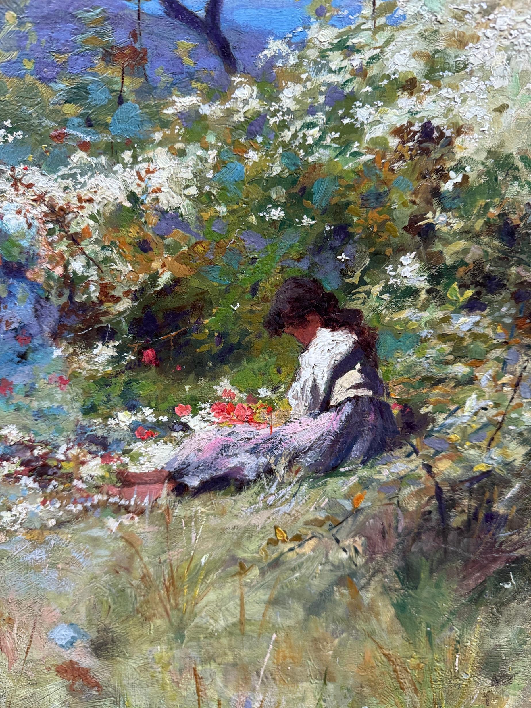 Martin Gwilt Jolley - Figure resting with Wild Clematis landscape, in ...
