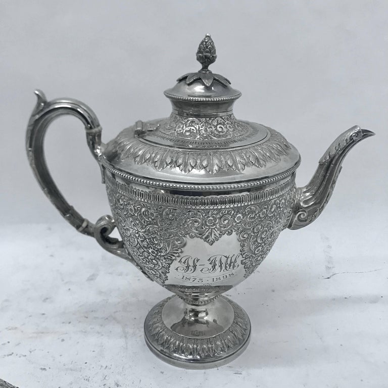 1898 Martin and Hall Victorian Silver Plated English Four Pieces Tea ...