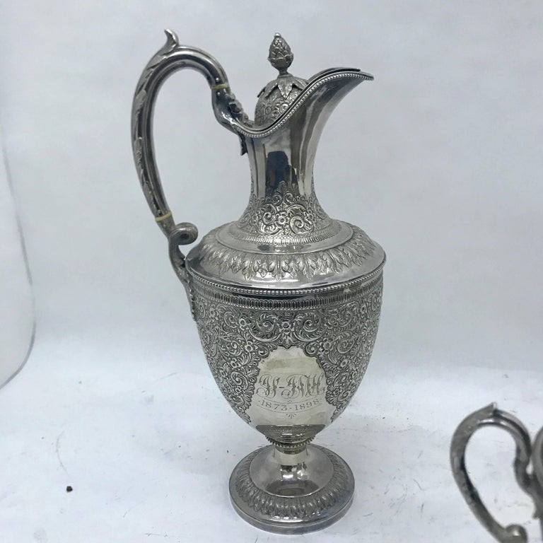 1898 Martin and Hall Victorian Silver Plated English Four Pieces Tea ...