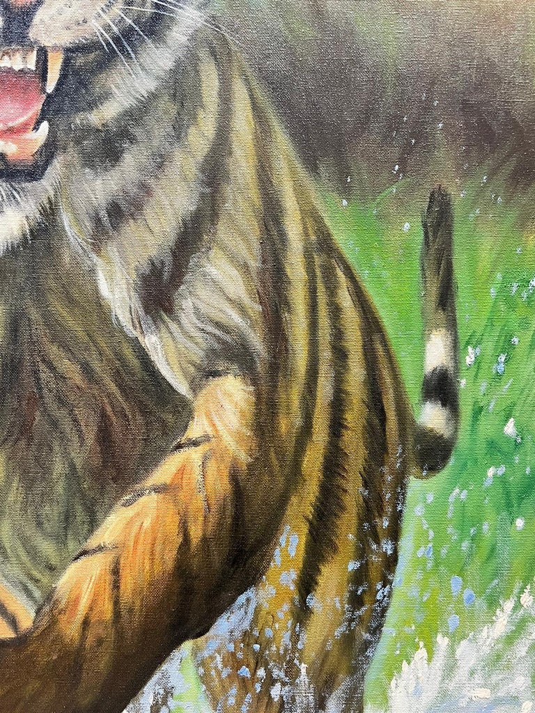 Martin Jarvis - Contemporary British Oil Painting Roaring Tiger in ...