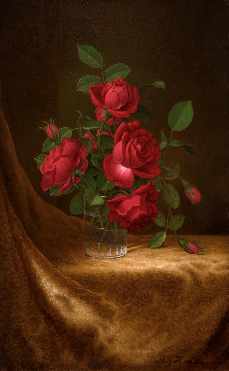 Martin Johnson Heade - Four Red Roses in a Glass For Sale at 1stDibs