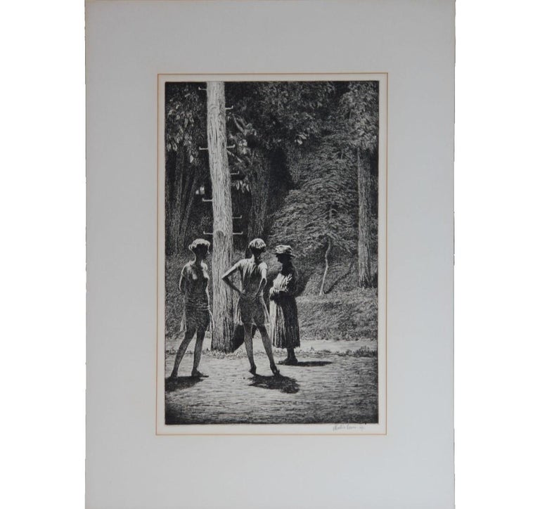Martin Lewis - "Under the Street Lamp" Imp. Etching For Sale at 1stDibs