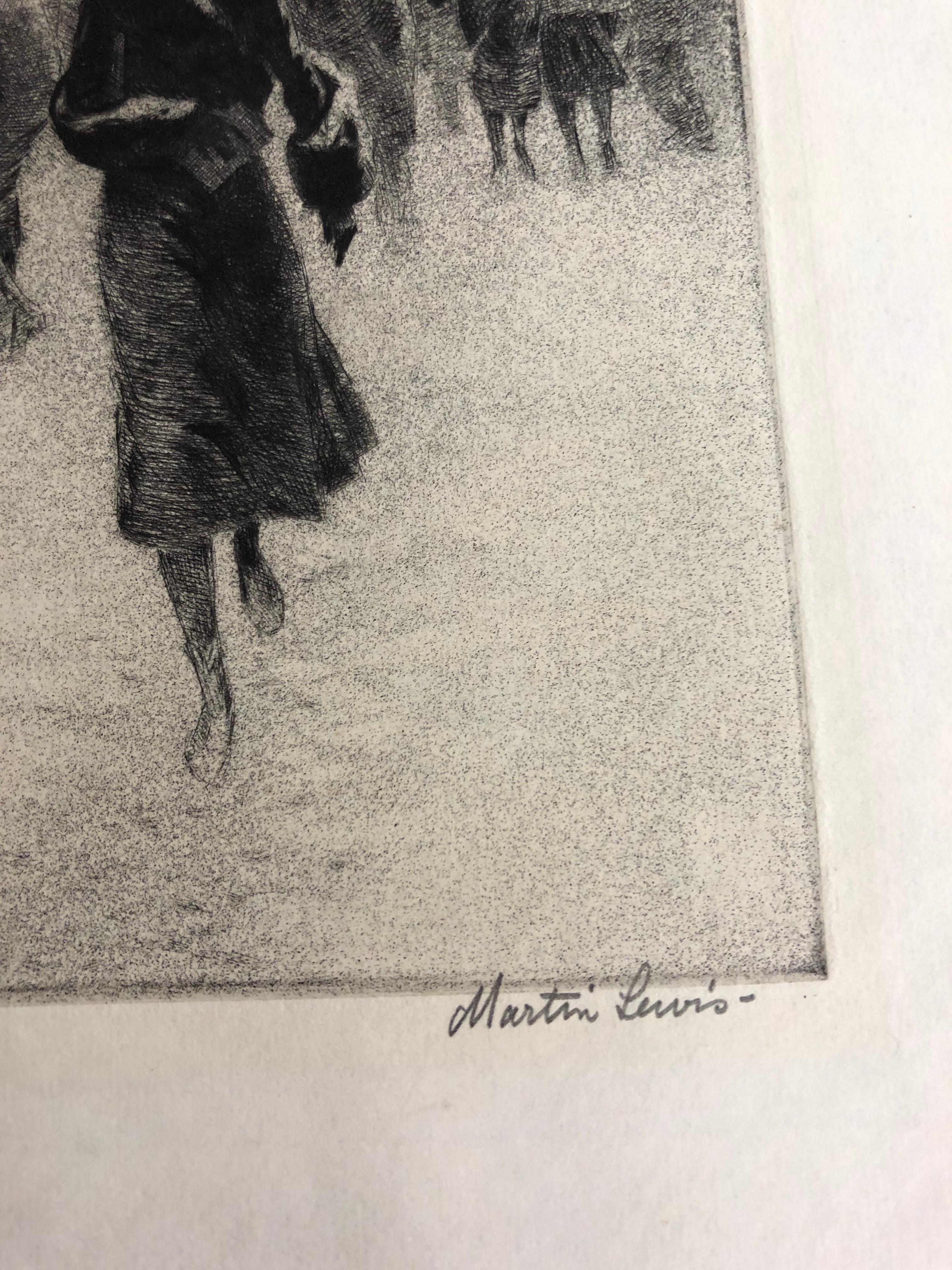 Martin Lewis, Snow on the El, 1931, Dry Point For Sale at 1stDibs