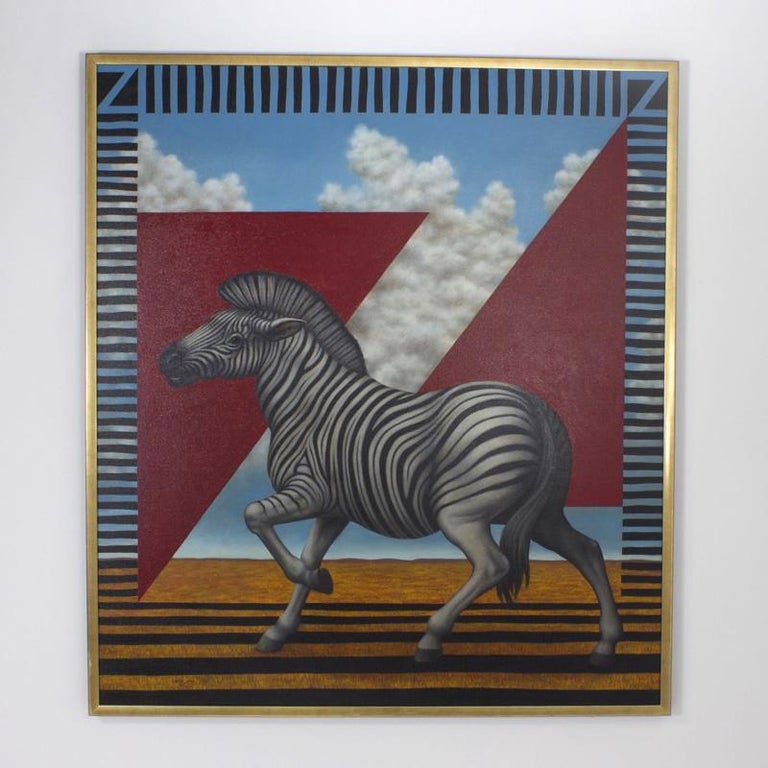 Martin Maddox - Acrylic Zebra Painting on Canvas For Sale at 1stDibs