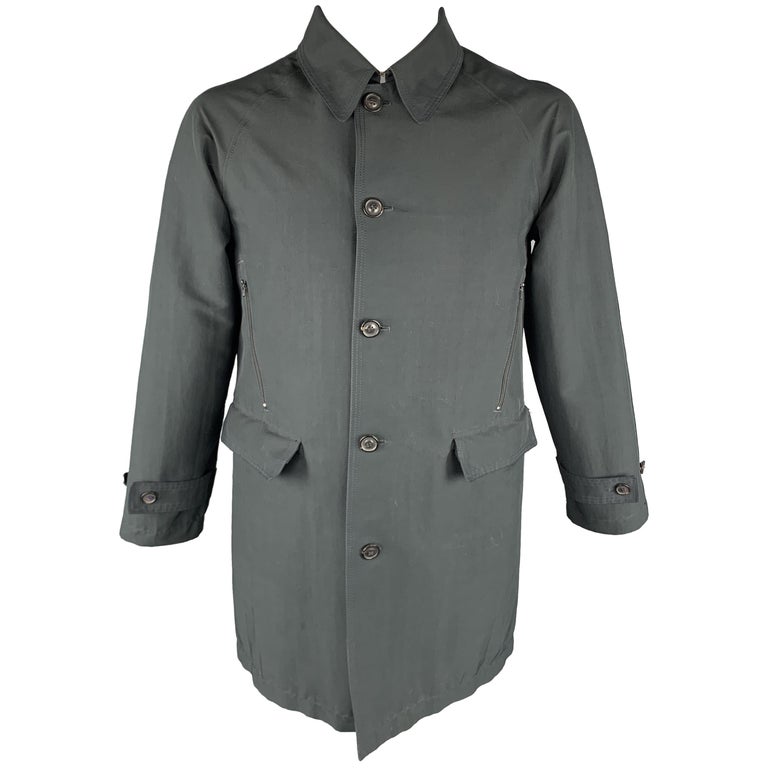 MARTIN MARGIELA 38 Black Polyester Raglan Long Coat For Sale at 1stdibs