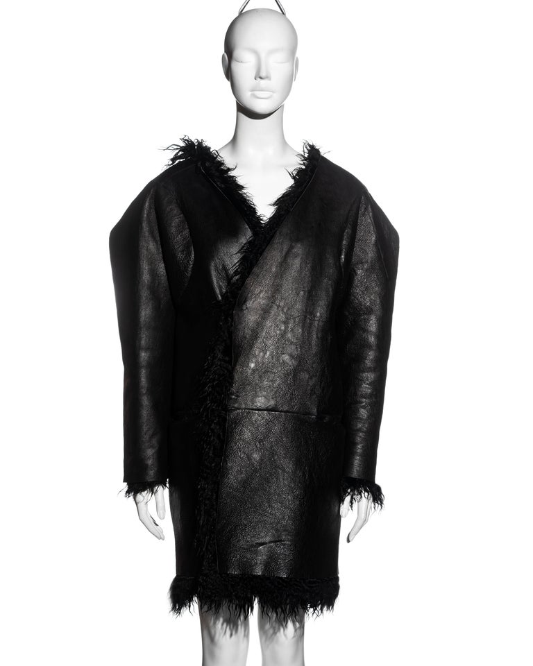 Martin Margiela black goatskin reversible 'flat collection' coat, fw ...