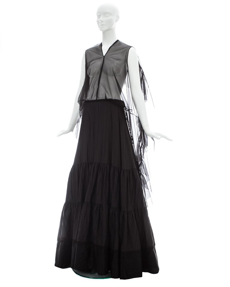 Martin Margiela black nylon maxi dress made with vintage petticoats, ss ...