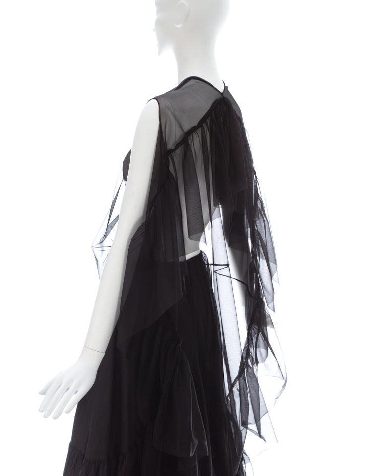 Martin Margiela black nylon maxi dress made with vintage petticoats, ss ...