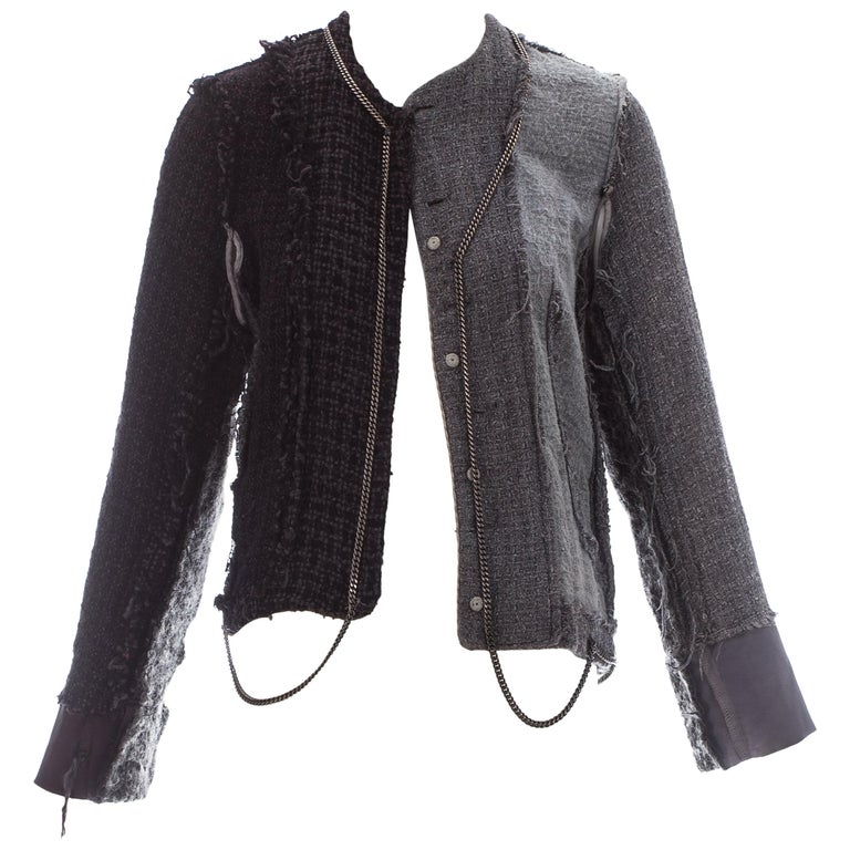 Martin Margiela grey wool tweed reconstructed vintage jacket, fw 2004 ...