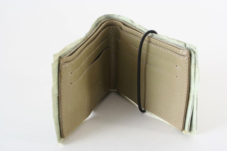 MARTIN MARGIELA MMM $11 dollar bill elastic band bifold leather wallet ...