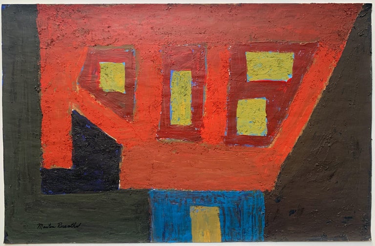 Martin Rosenthal - 1960s "House with Yellow Windows" Encaustic Oil ...