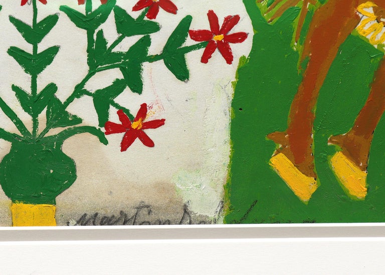 Martin Saldana - Ethel, the Blue Spotted Cow, Framed Folk Art Oil ...