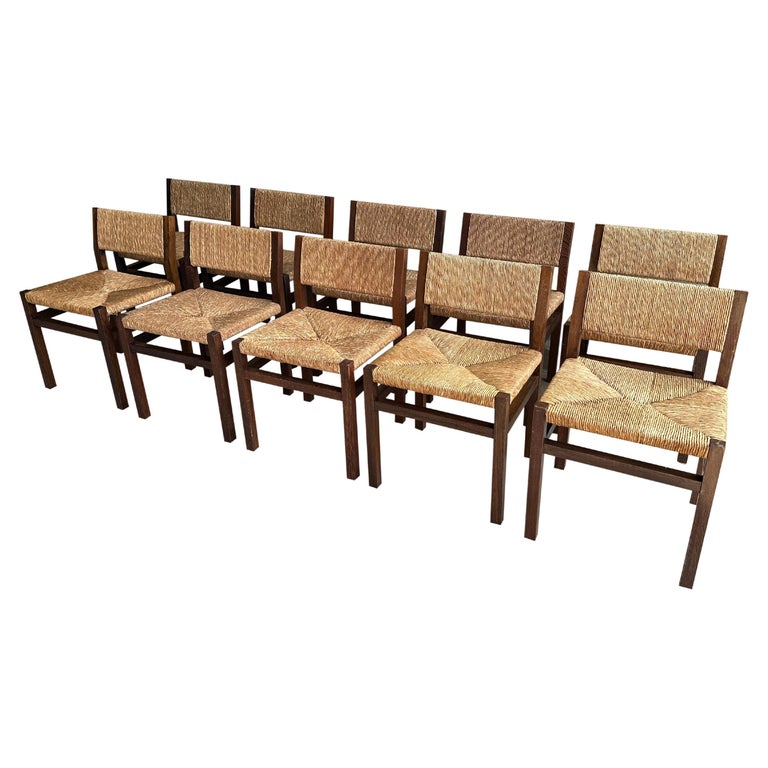 Martin Visser Set of Ten "Se82" Wenge/Rush Dining Chairs, Netherlands ...