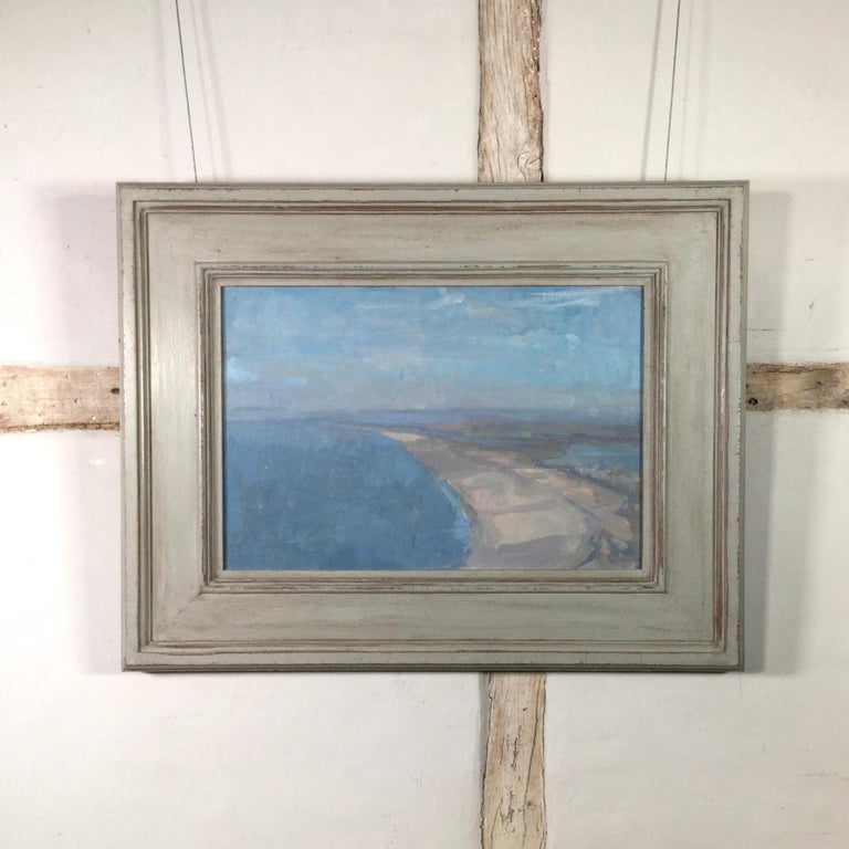Martin Yeoman - Chesil Beach - landscape oil painting with blue ...