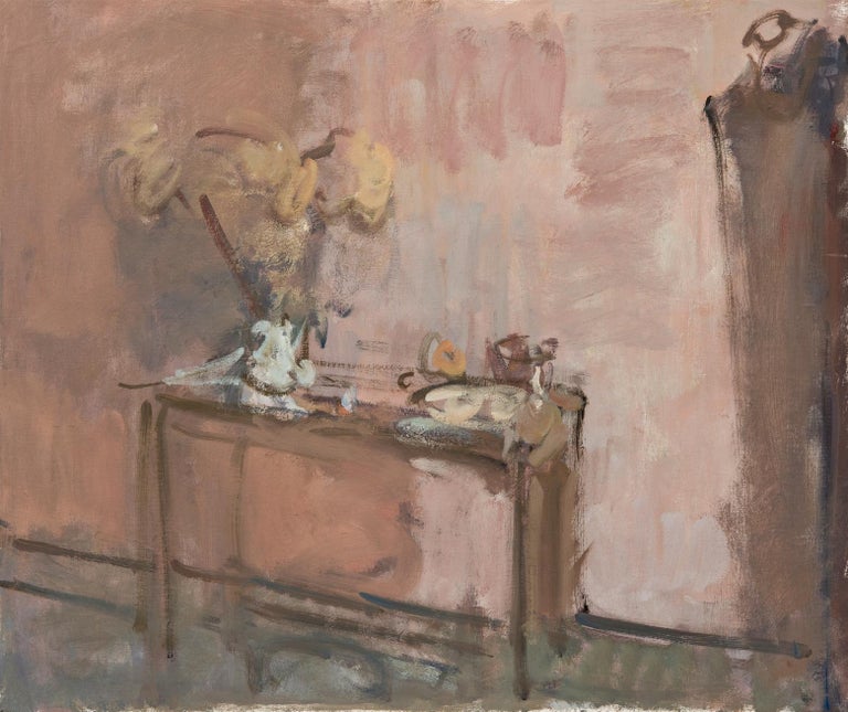Martin Yeoman - Studio Still Life - interior oil painting with pink and ...