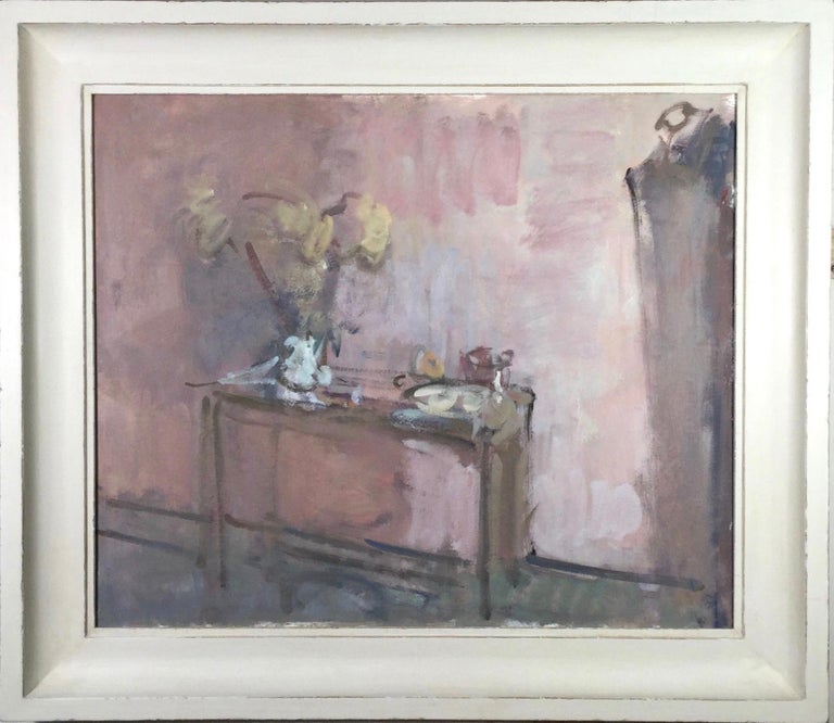 Martin Yeoman - Studio Still Life - interior oil painting with pink and ...