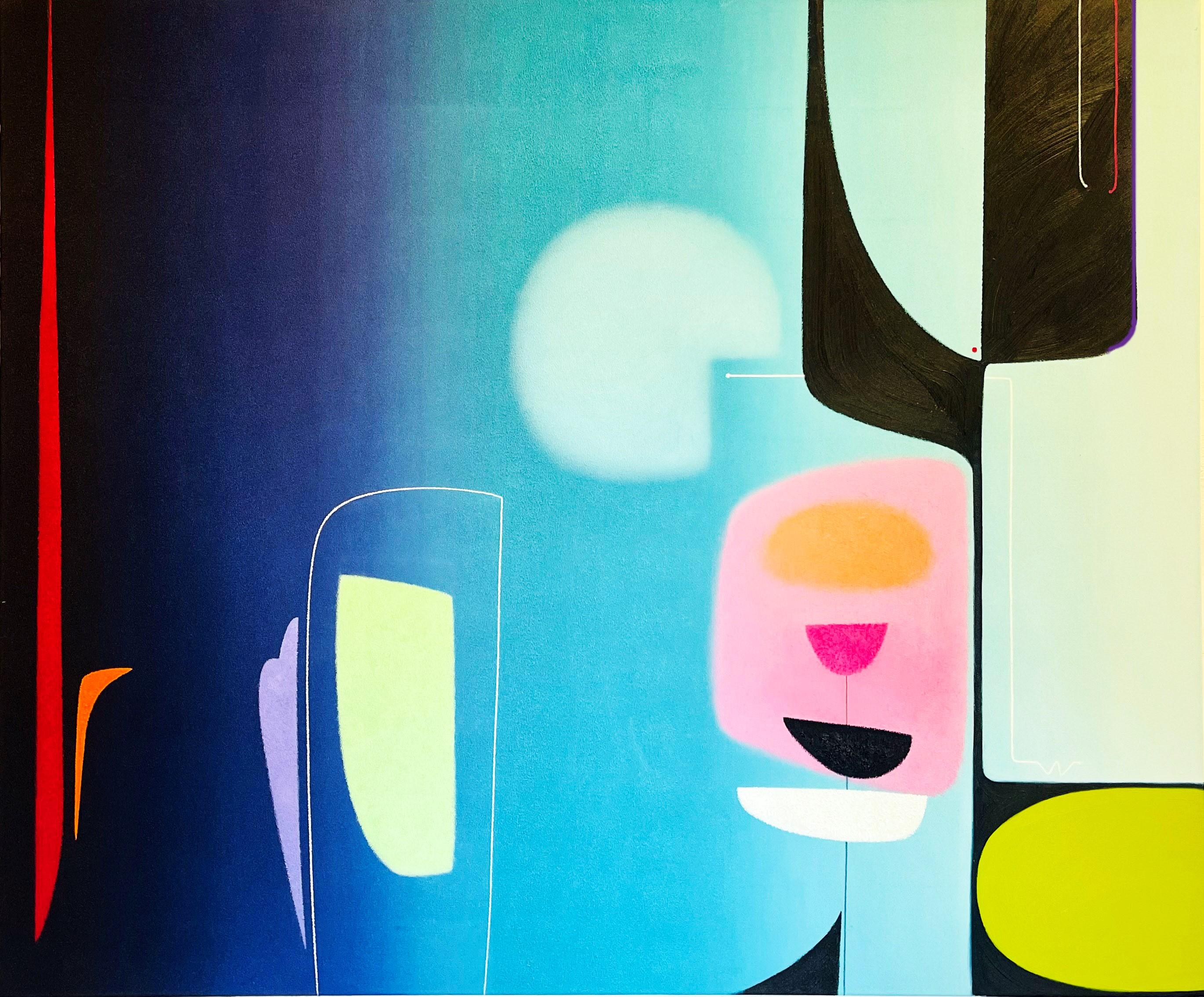 Martyn Jones - Surrealist Abstract Painting Pair, Martyn Jones British ...