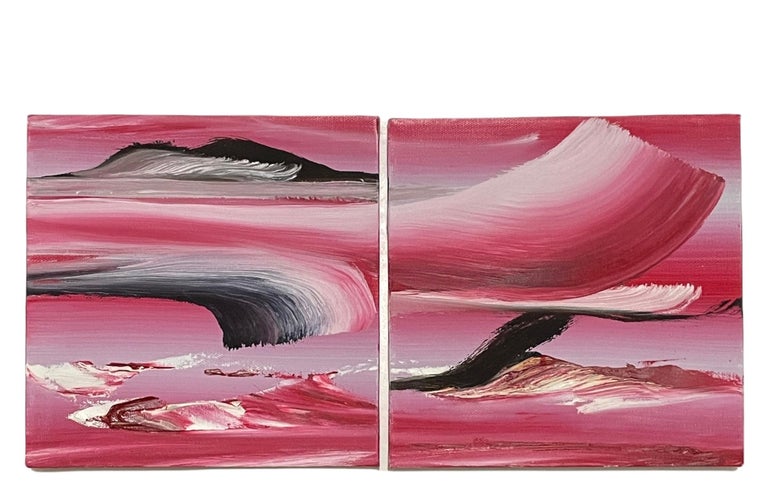 Martyn Jones - Surrealist Abstract Painting Pair, Martyn Jones British ...