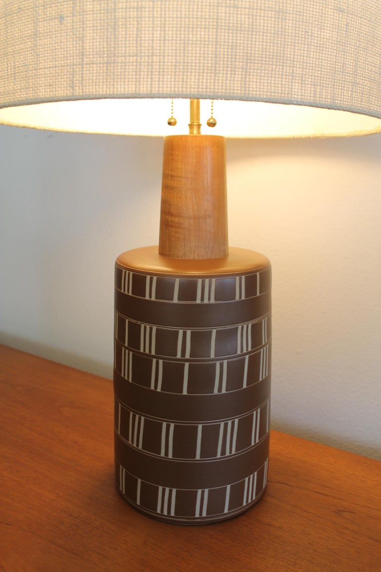 Martz Glazed and Incised Ceramic Lamp for Marshall Studios at 1stDibs